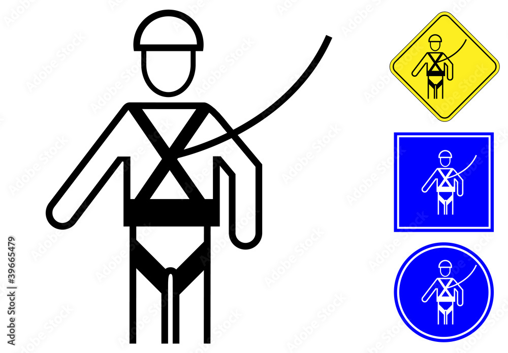 Safety harness pictogram and signs Stock Vector | Adobe Stock