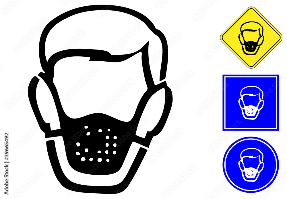 Wear face mask pictogram and signs vector de Stock | Adobe Stock