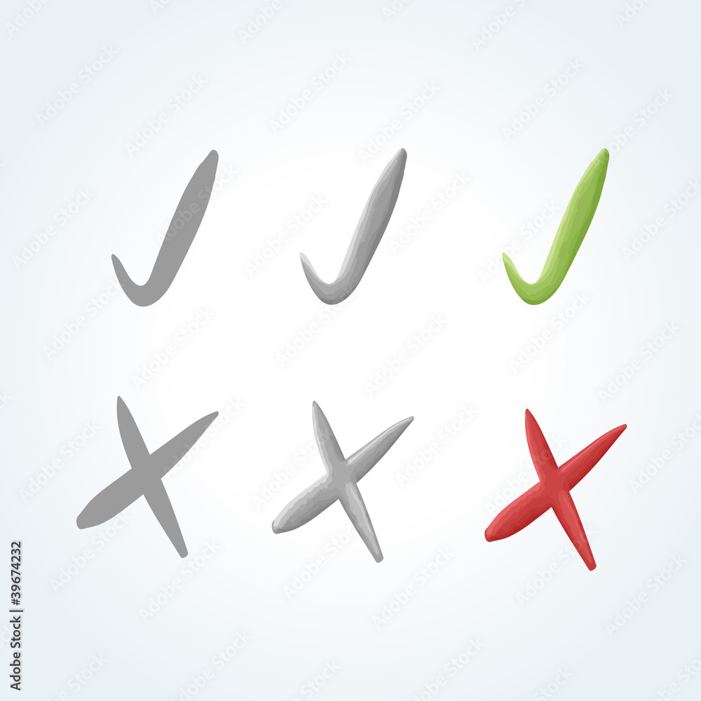 Set of 3 Check mark and 3 cross mark icons Stock Vector | Adobe Stock