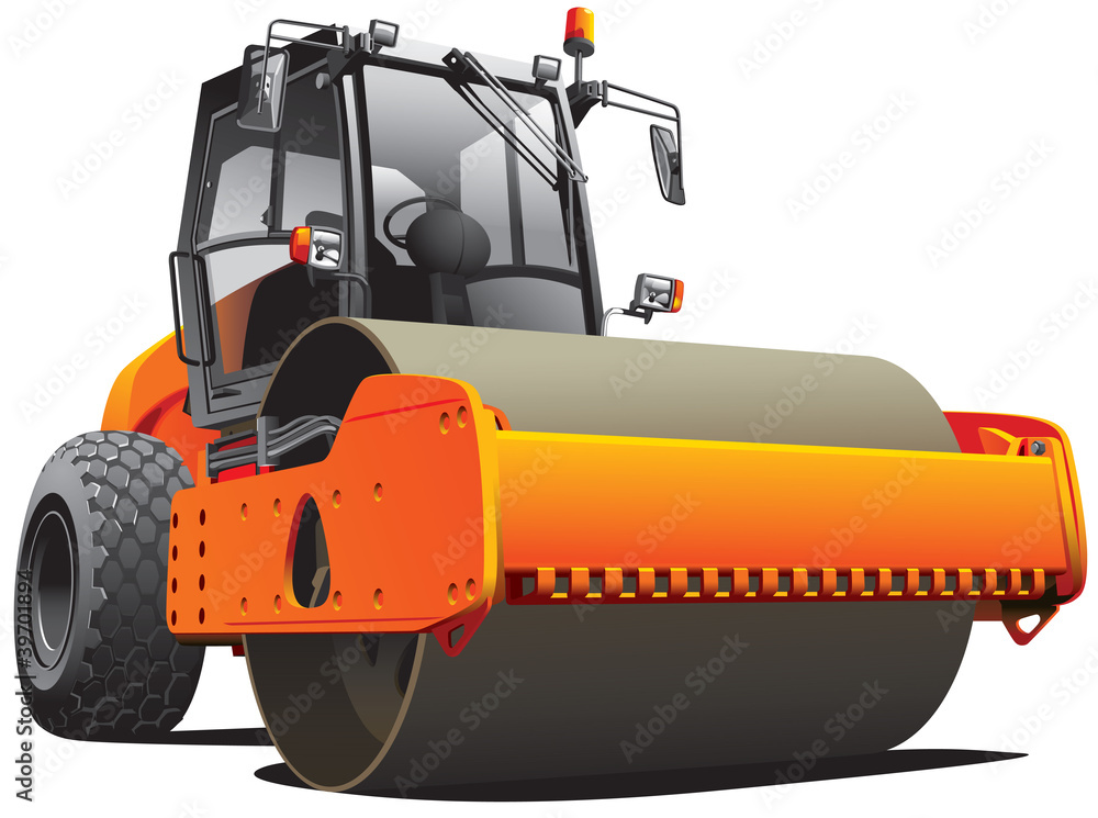 orange road roller Stock Vector | Adobe Stock