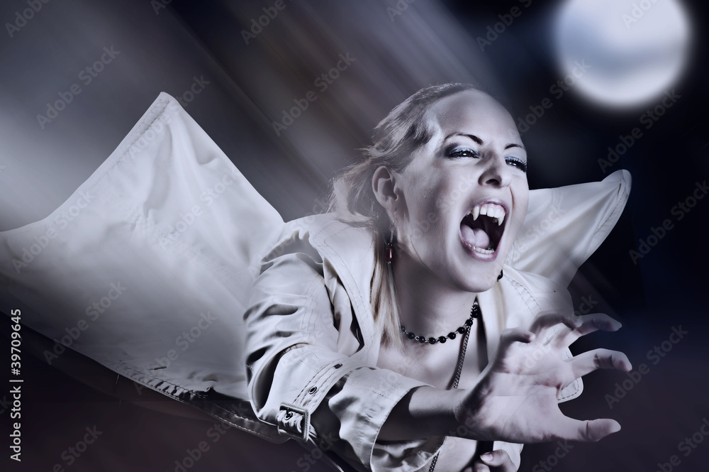 Angry female vampire with bangs Stock Photo | Adobe Stock
