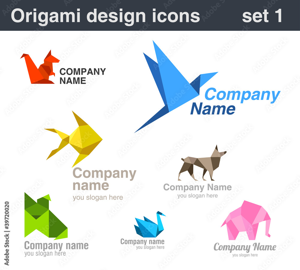 Origami logo set 1 Stock Vector | Adobe Stock