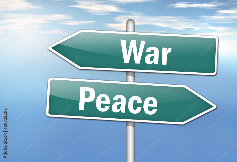 Signpost "War vs. Peace" Stock Illustration | Adobe Stock