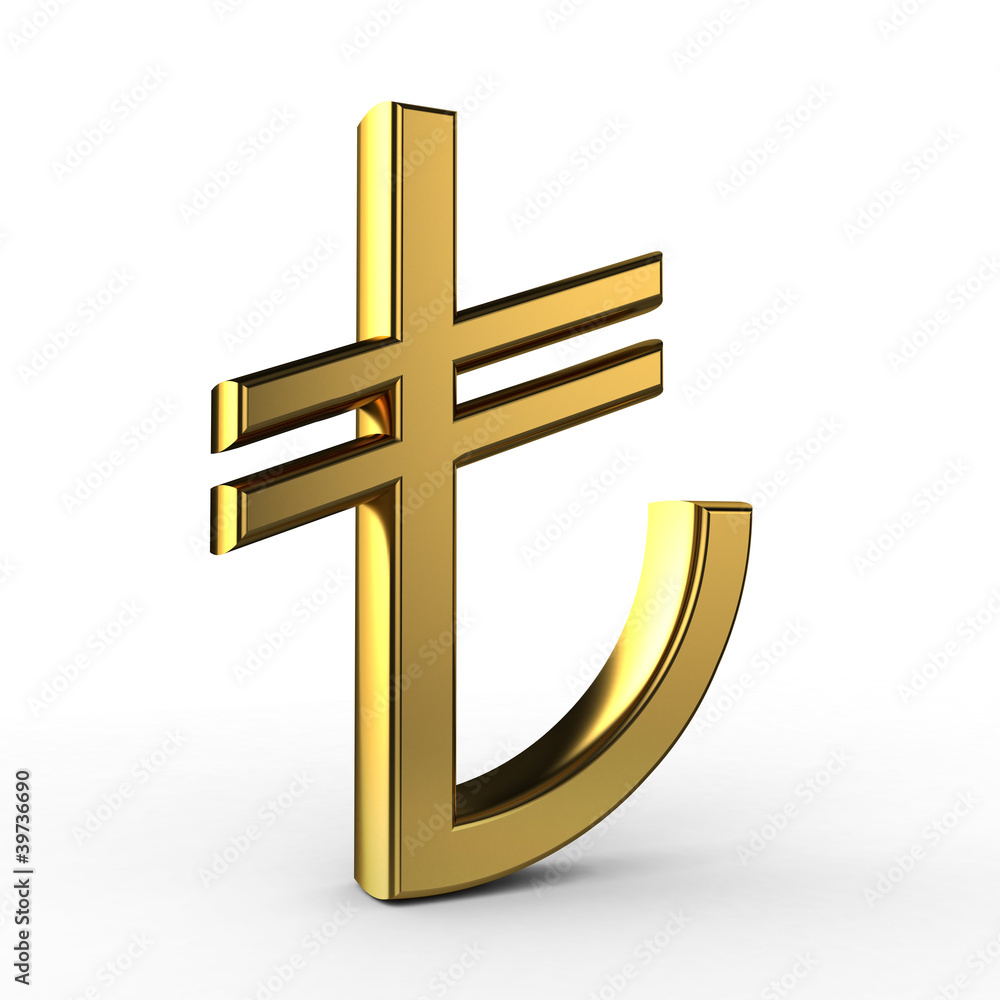 3d Gold TL symbol(Turkish Liras)isolated Stock Illustration | Adobe Stock
