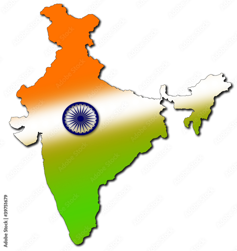 indian map with tricolour Stock Illustration | Adobe Stock