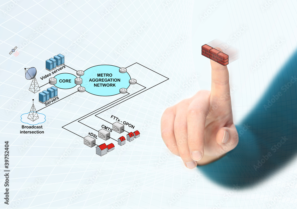 completing global network diagram with firewall Stock Illustration ...