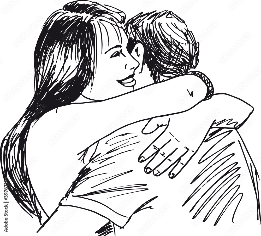 Sketch of couple. Vector illustration Stock Vector | Adobe Stock