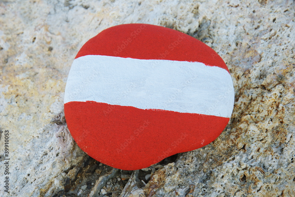 austrian flag colours on a stone Stock Photo | Adobe Stock