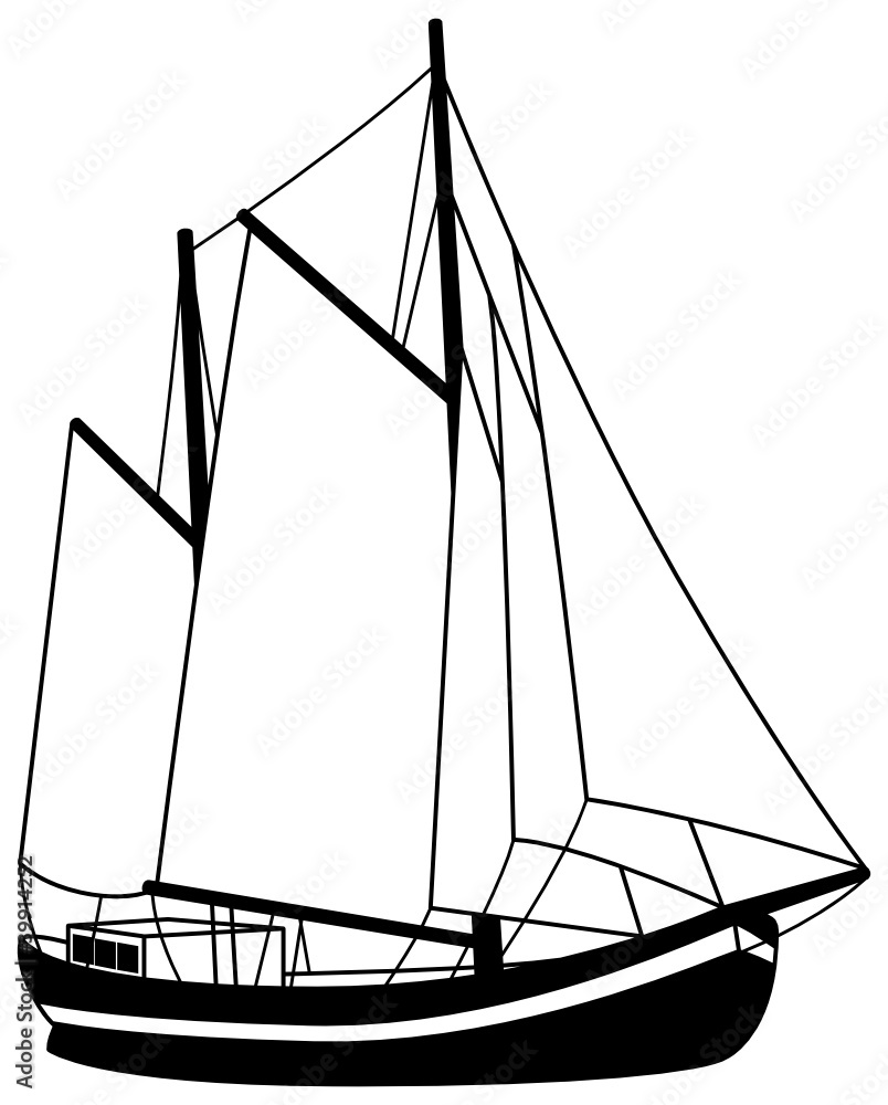 Segelboot Segelschiff Silhouette Schiff Boot Stock-Vektorgrafik | Adobe ...