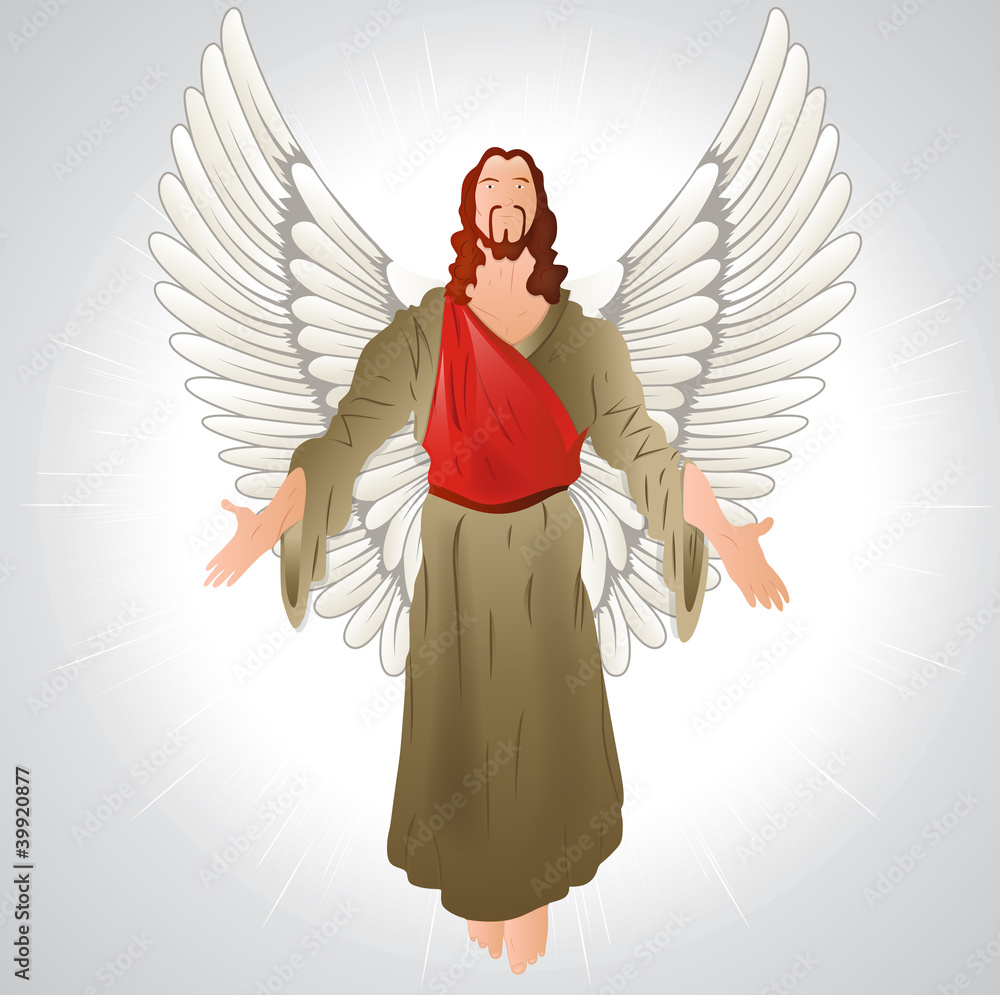 Jesus Christ with Wings Stock Vector | Adobe Stock
