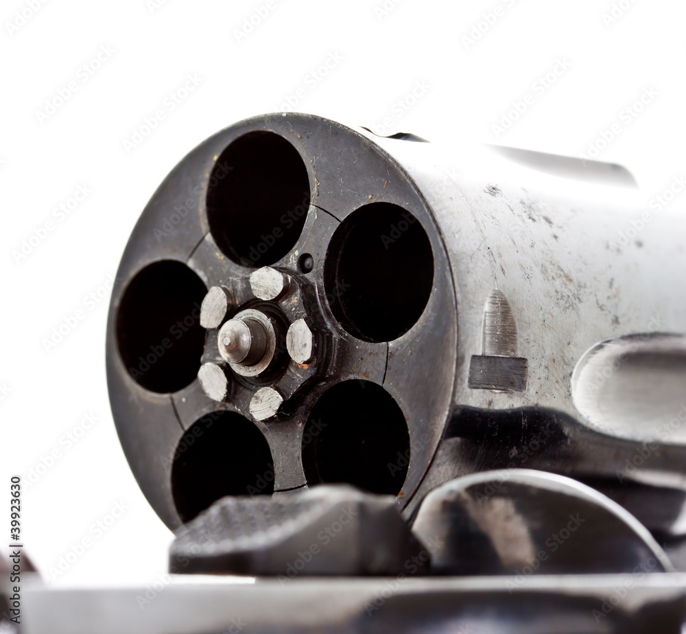 empty bullet chamber of revolver handgun Stock Photo | Adobe Stock
