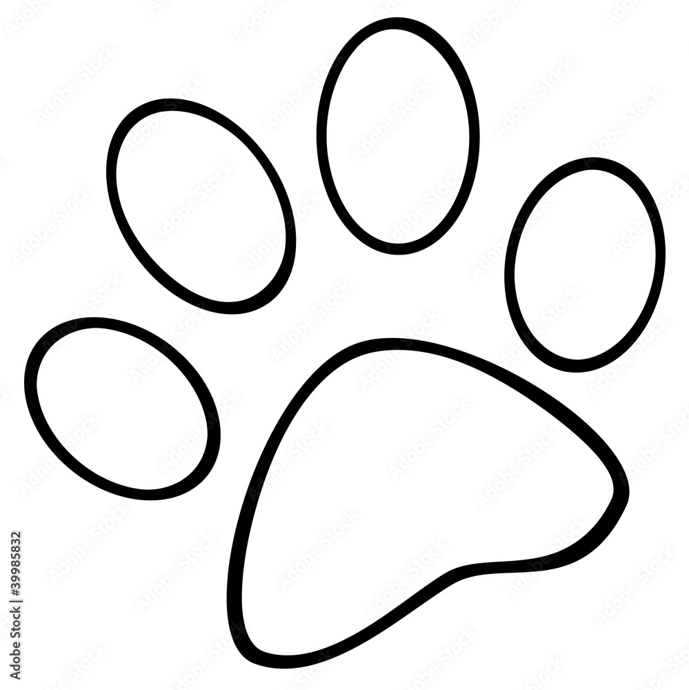 Outlined Paw Print Stock Vector | Adobe Stock