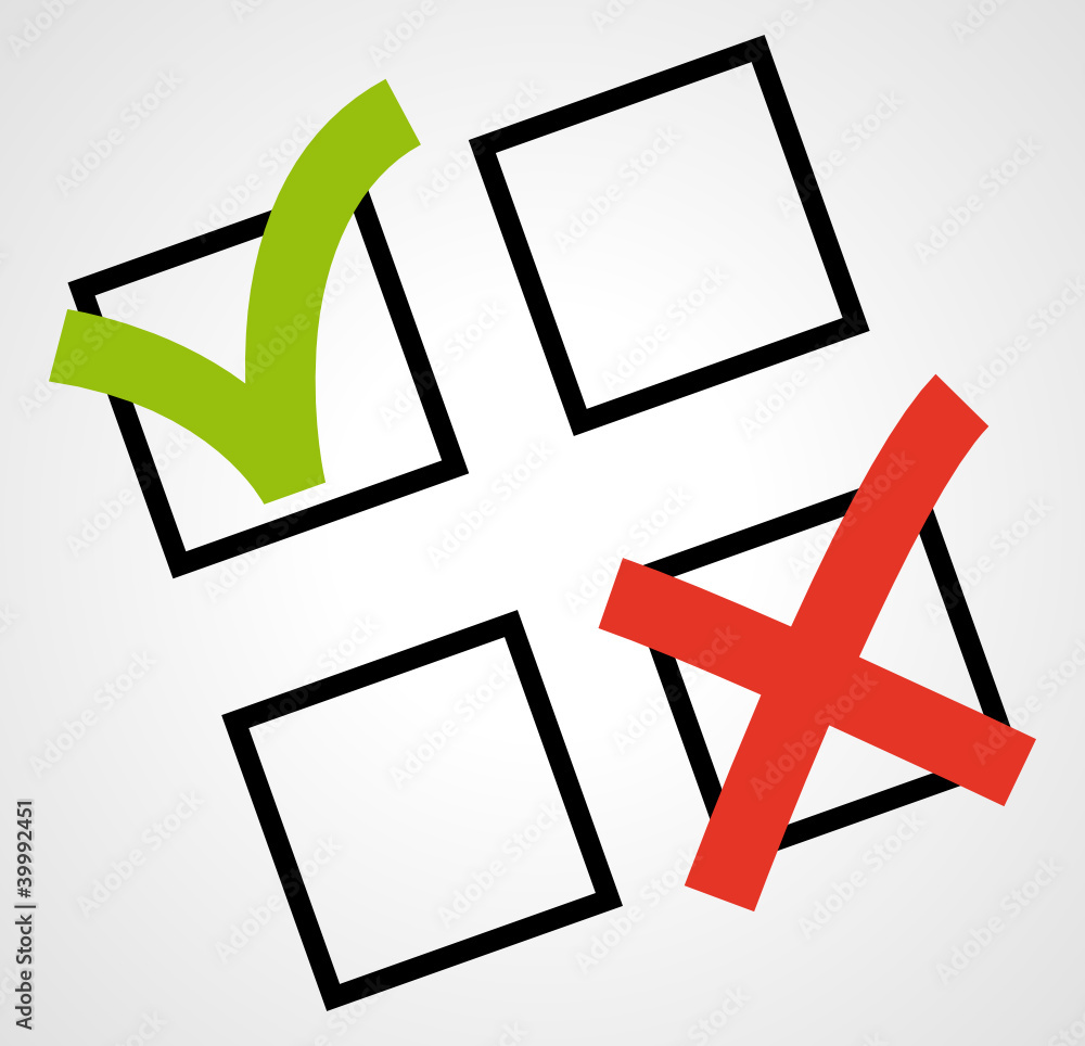 Right or wrong. True or false. Check boxes. Stock Vector | Adobe Stock