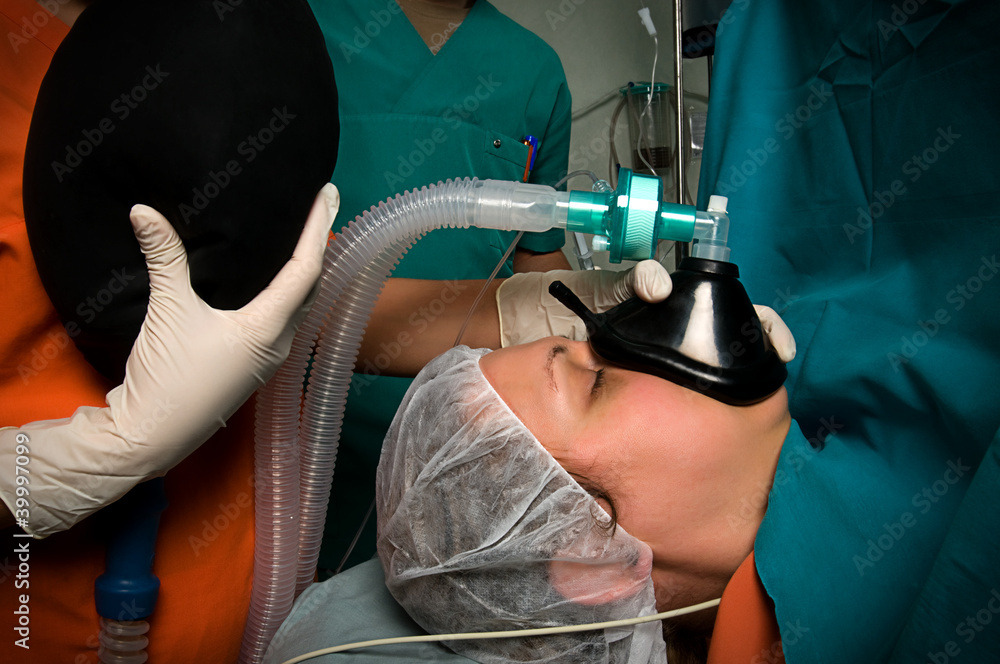 Applying anesthesia during surgery Stock Photo | Adobe Stock