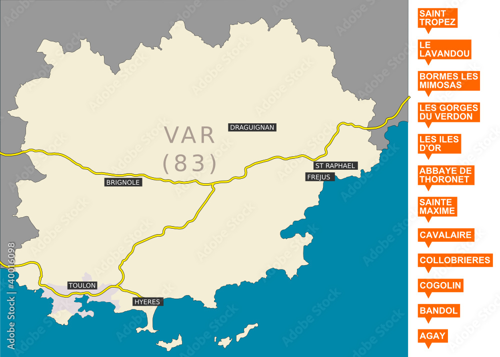 Carte du Var Stock Vector | Adobe Stock