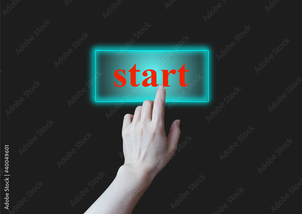 hand pressing start button Stock Photo | Adobe Stock