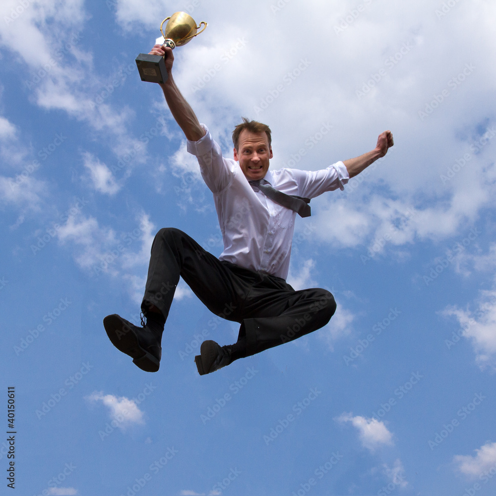 Freudensprung eines Geschäftsmannes Stock Photo | Adobe Stock