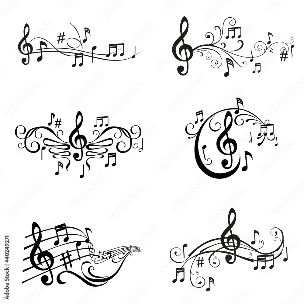Set of Musical Notes Illustration - in vector Stock Vector | Adobe Stock