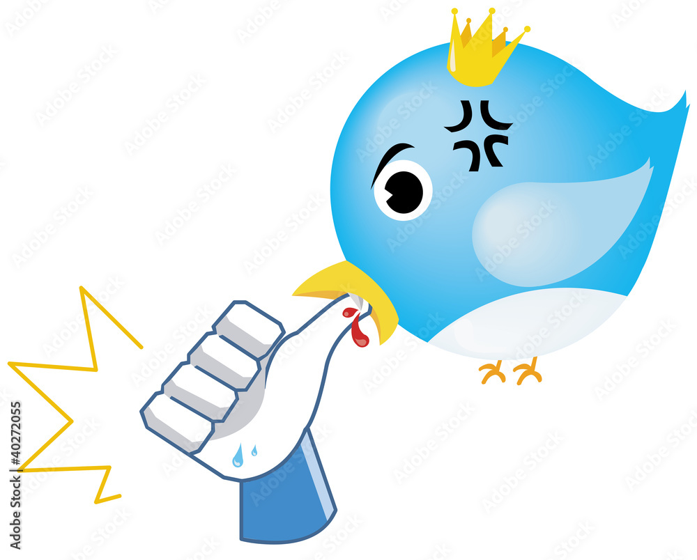 Social network parody - Bird bite Like (with emoticon) Stock Vector ...