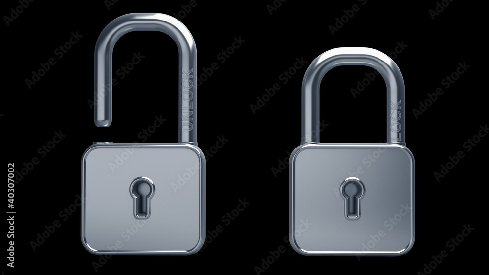Silver lock 3d model illustration isolated Stock Illustration | Adobe Stock