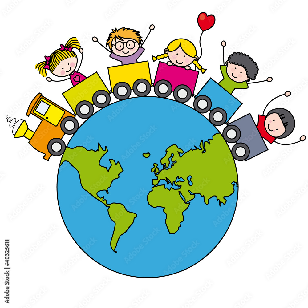 Niños en un tren alrededor del mundo Stock Vector | Adobe Stock Niños en un tren alrededor del mundo Stock Vector | Adobe Stock