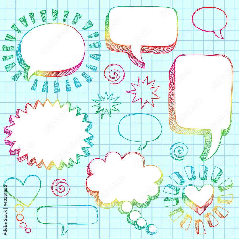 Sketchy Doodle Speech Bubble Frames Vector Illustration Stock Vector ...