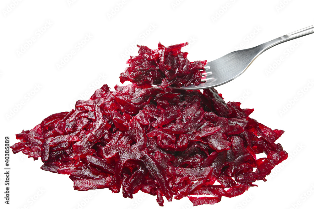 Grated beet with a fork Stock Photo | Adobe Stock