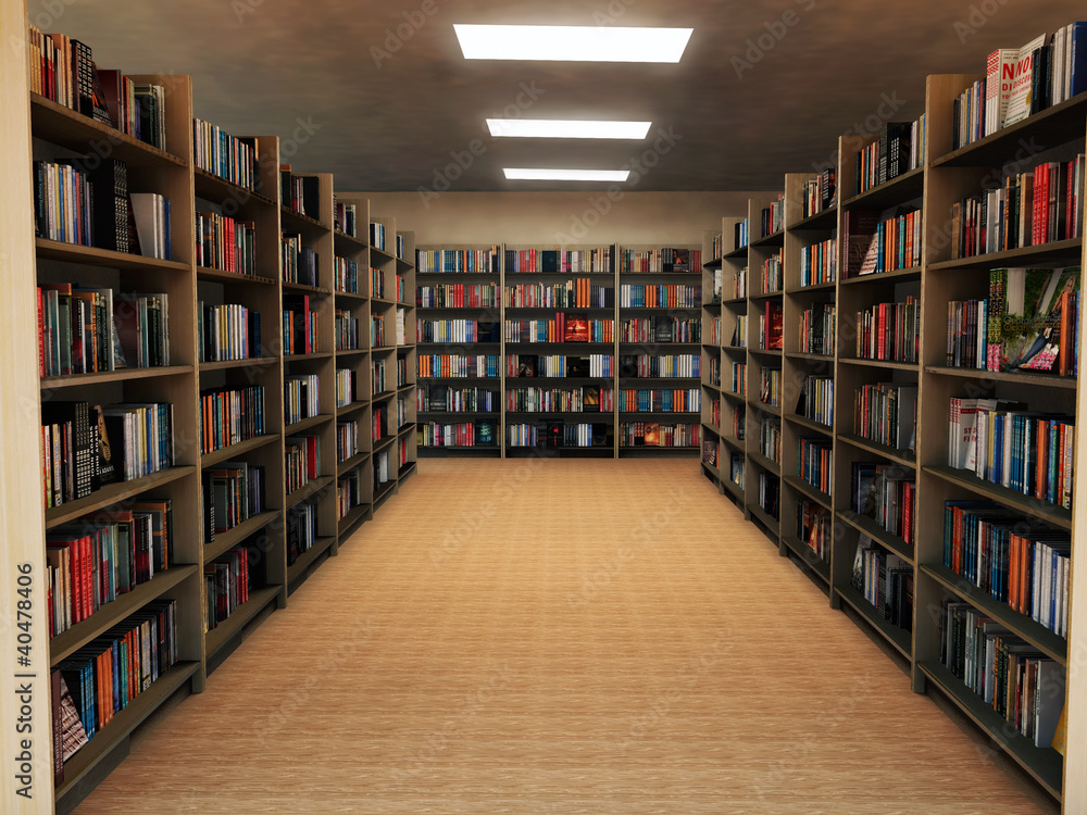 Ilustracja Stock: bookshelf in library | Adobe Stock
