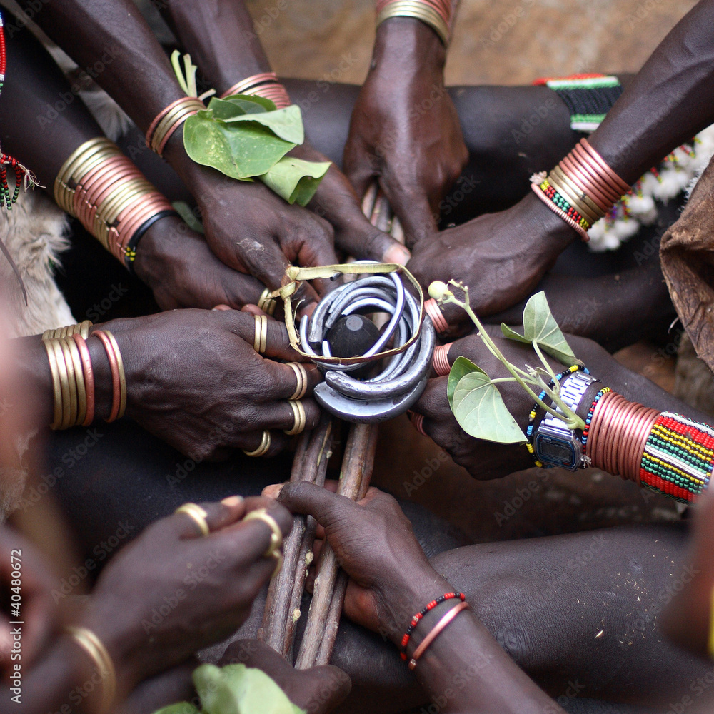 African tribal ceremony close-up of the Hamer tribe, Ethiopia Stock ...