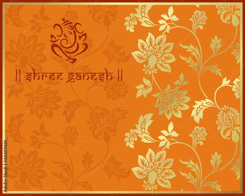 Ganesha, traditional Hindu wedding card design, royal India Stock ...
