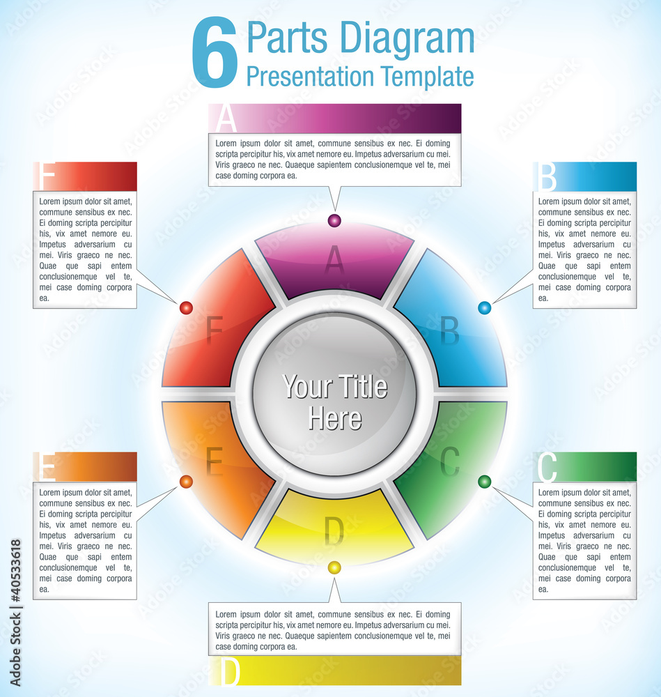 Parts diagram of a colour coded segmented wheel Stock Vector | Adobe Stock