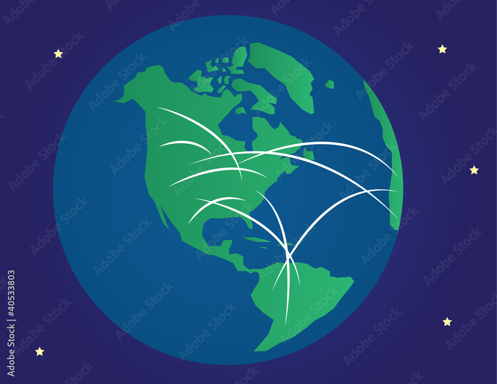 Globe showing different connections throughout the world Stock Vector ...