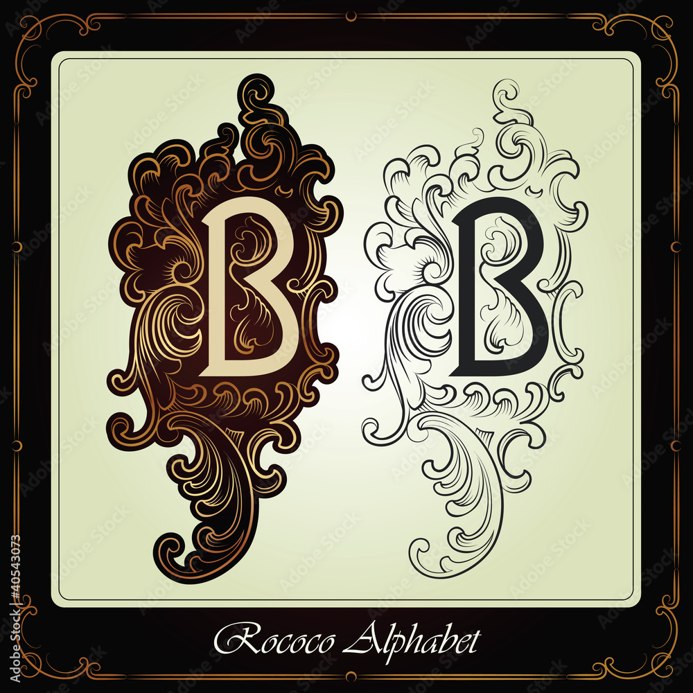 capitals and initials in the rococo style hand-made Stock Vector ...