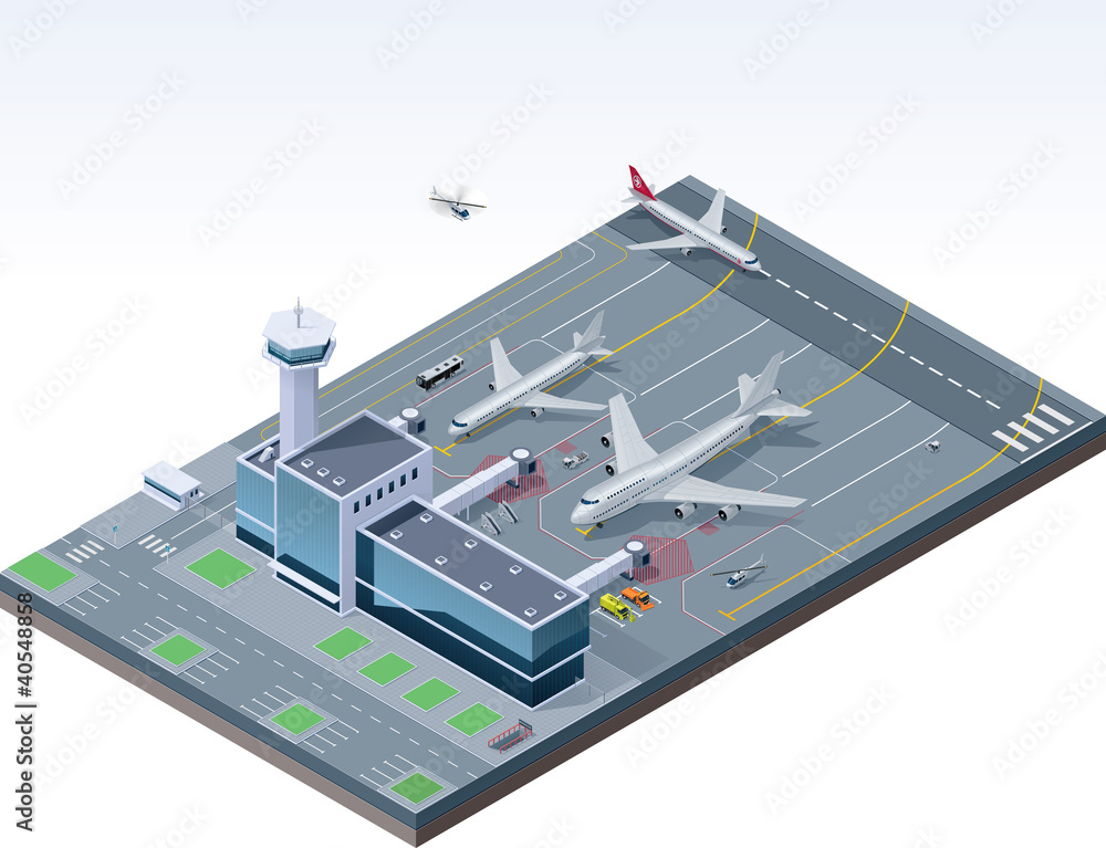 Vector isometric airport Stock Vector | Adobe Stock