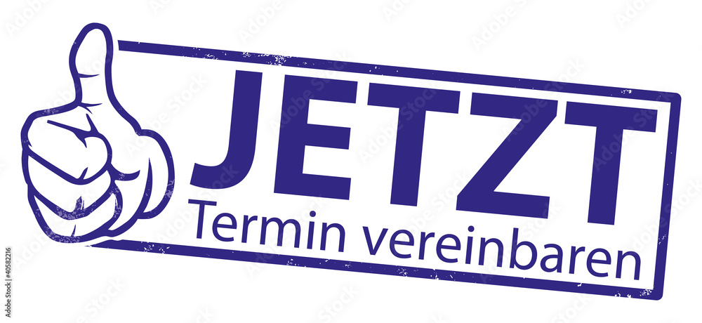 stempel daumen hoch jetzt termin vereinbaren Stock Vector | Adobe Stock