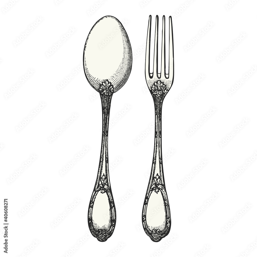 Cuillère et fourchette Stock Vector | Adobe Stock