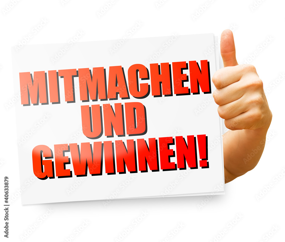 Mitmachen und gewinnen! Button, Icon Stock-Foto | Adobe Stock