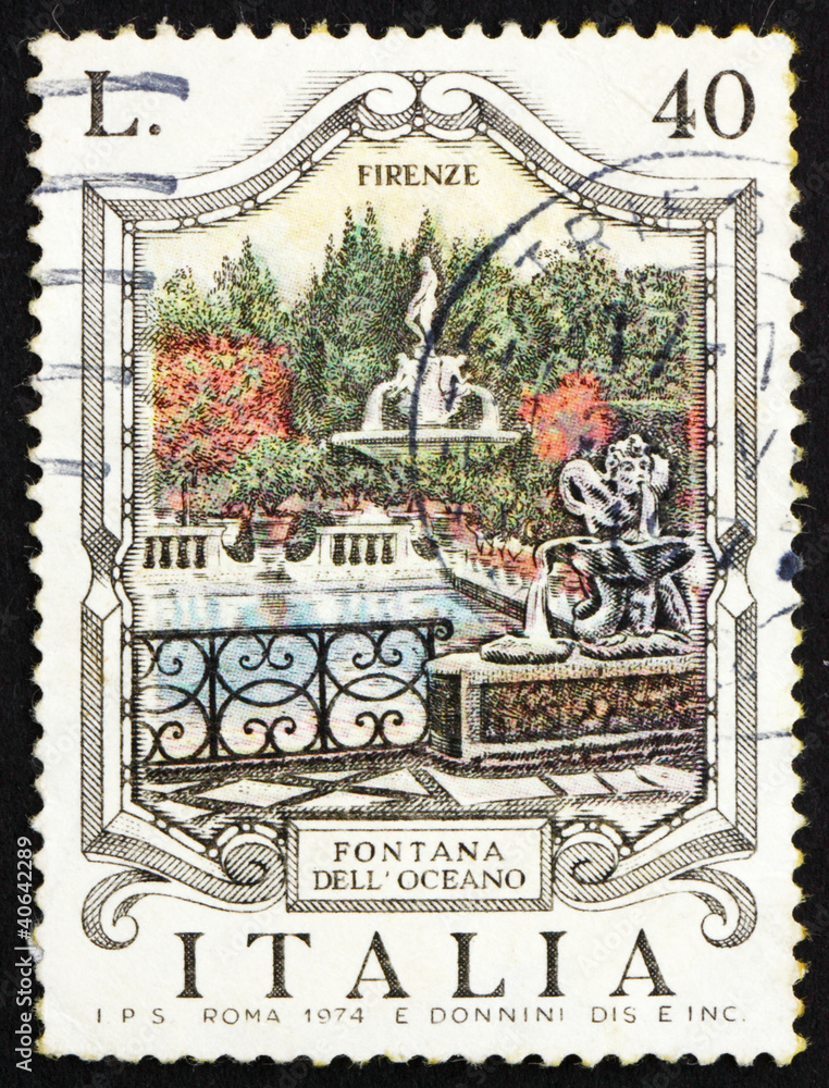 Postage stamp Italy 1974 Oceanus Fountain, Florence Stock Photo | Adobe ...