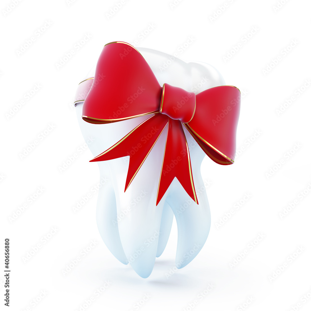 tooth gift red bow Stock Illustration | Adobe Stock
