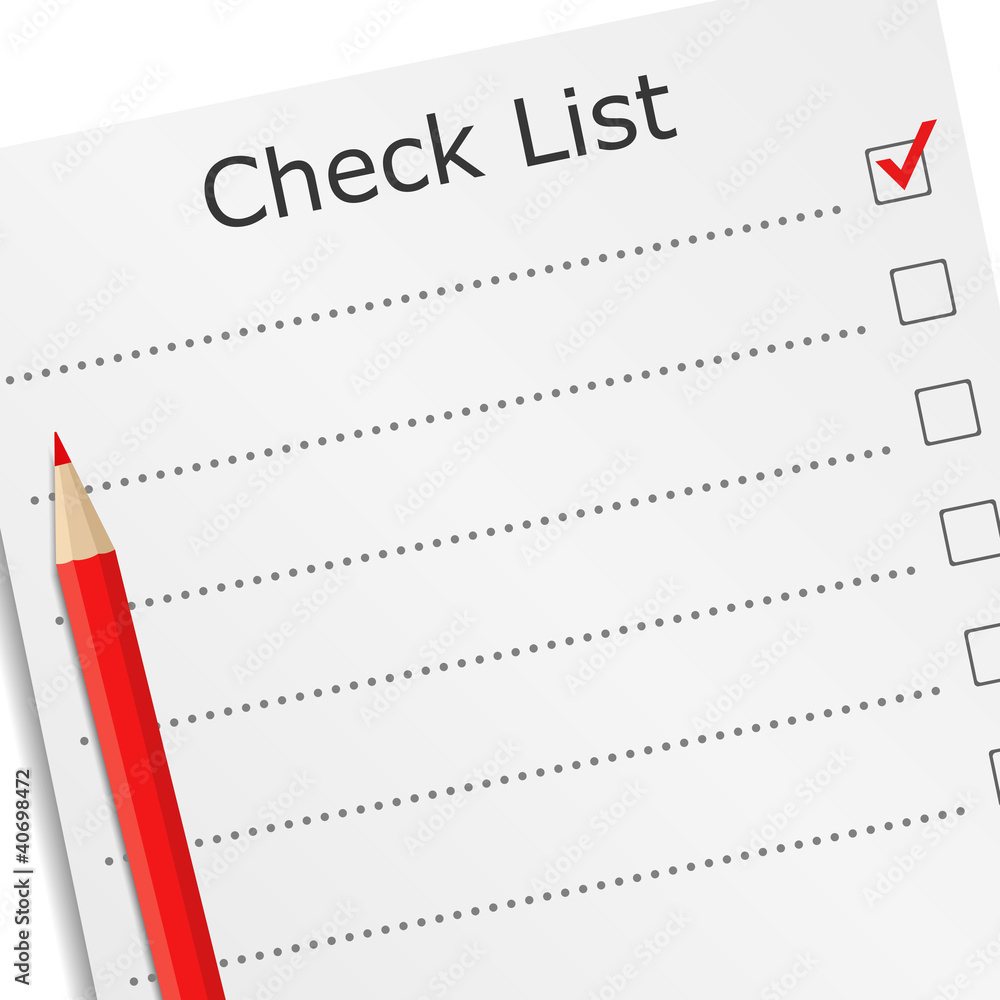 Check list with red pencil Stock Vector | Adobe Stock
