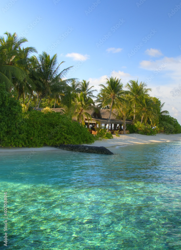 Turquoise Lagoon / Atoll with beach on the Maldives (Malediven) Stock ...