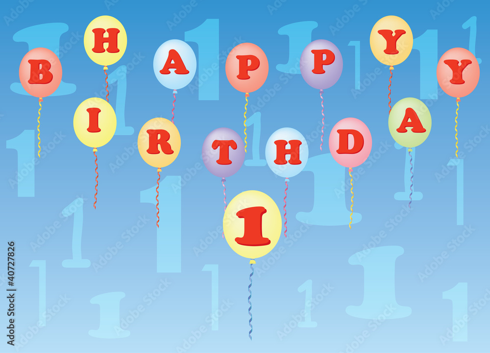 happy birthday one year vector illustration Stock Vector | Adobe Stock