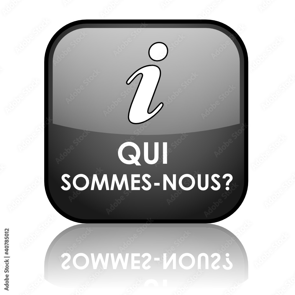 Vecteur Stock Bouton Web "QUI SOMMES-NOUS ?" (informations à propos ...