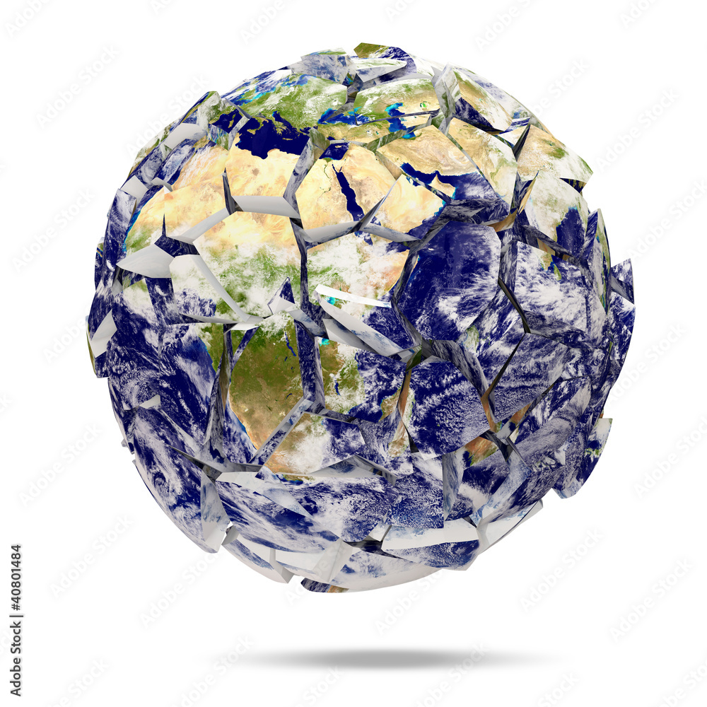 Broken Earth Planet on white background Stock Illustration | Adobe Stock