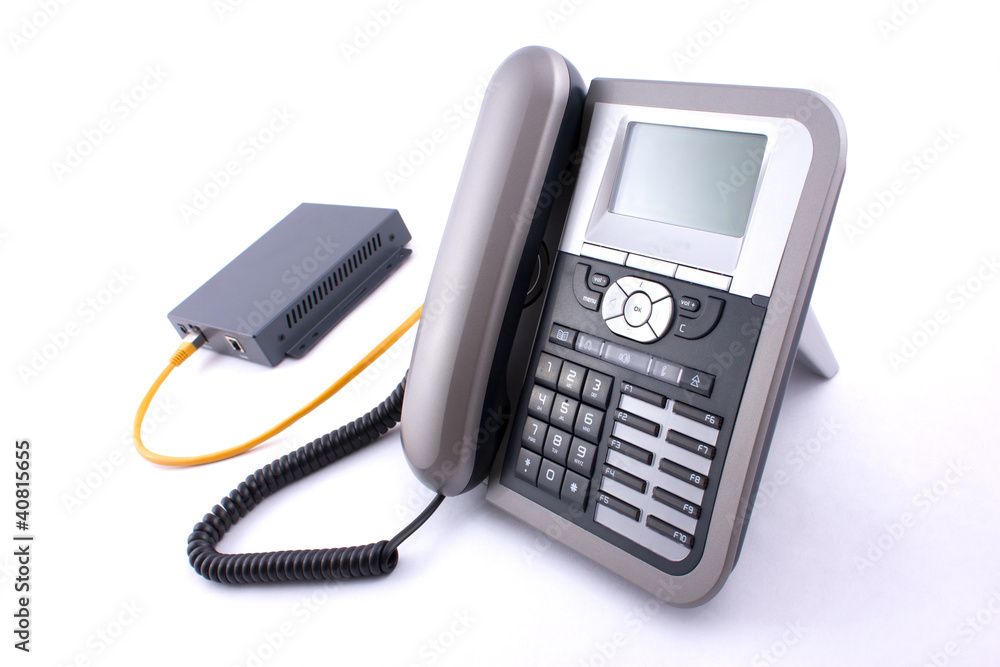 Téléphone fixe VOIP et modem convertisseur Stock Photo | Adobe Stock