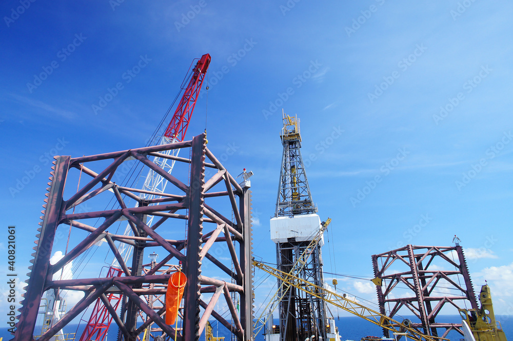 Jack Up Offshore Oil Rig With Rig Cranes Stock Photo | Adobe Stock