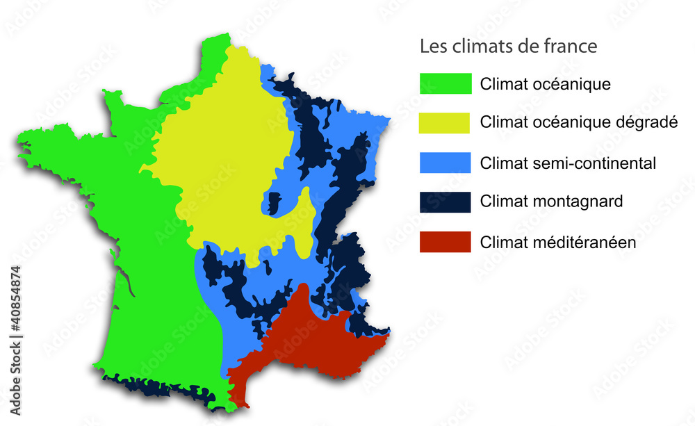 Carte des climats de France Stock Illustration | Adobe Stock