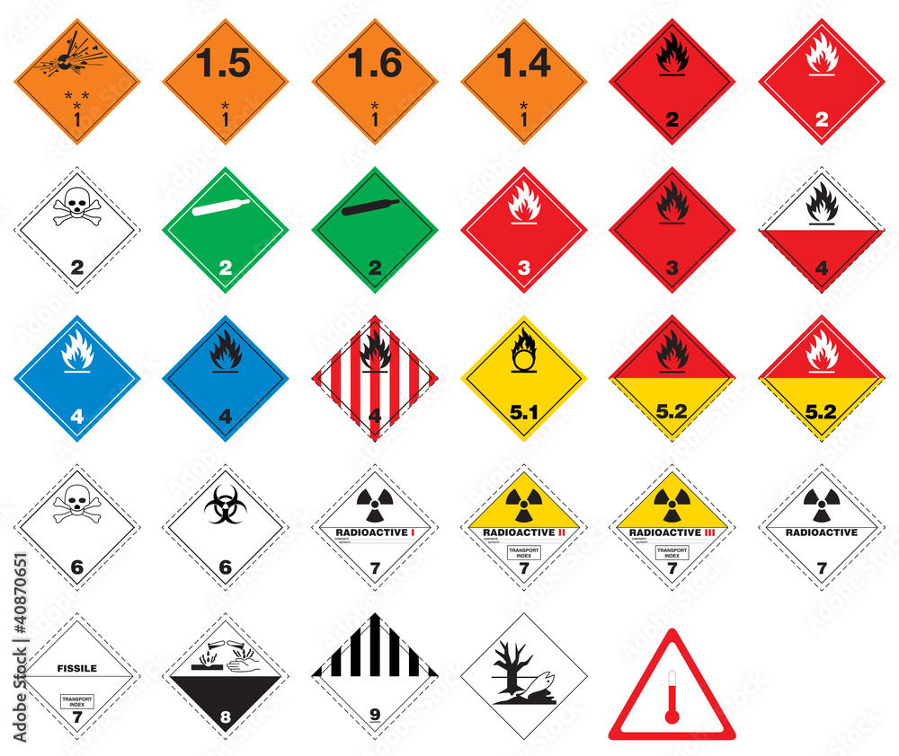 Hazardous pictograms - goods signs Stock Vector | Adobe Stock