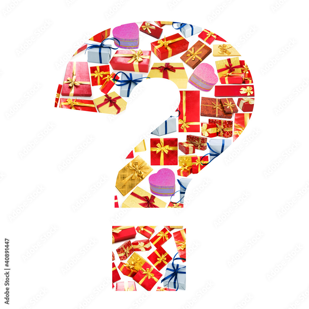 Question mark - Alphabet made of giftboxes Stock Photo | Adobe Stock