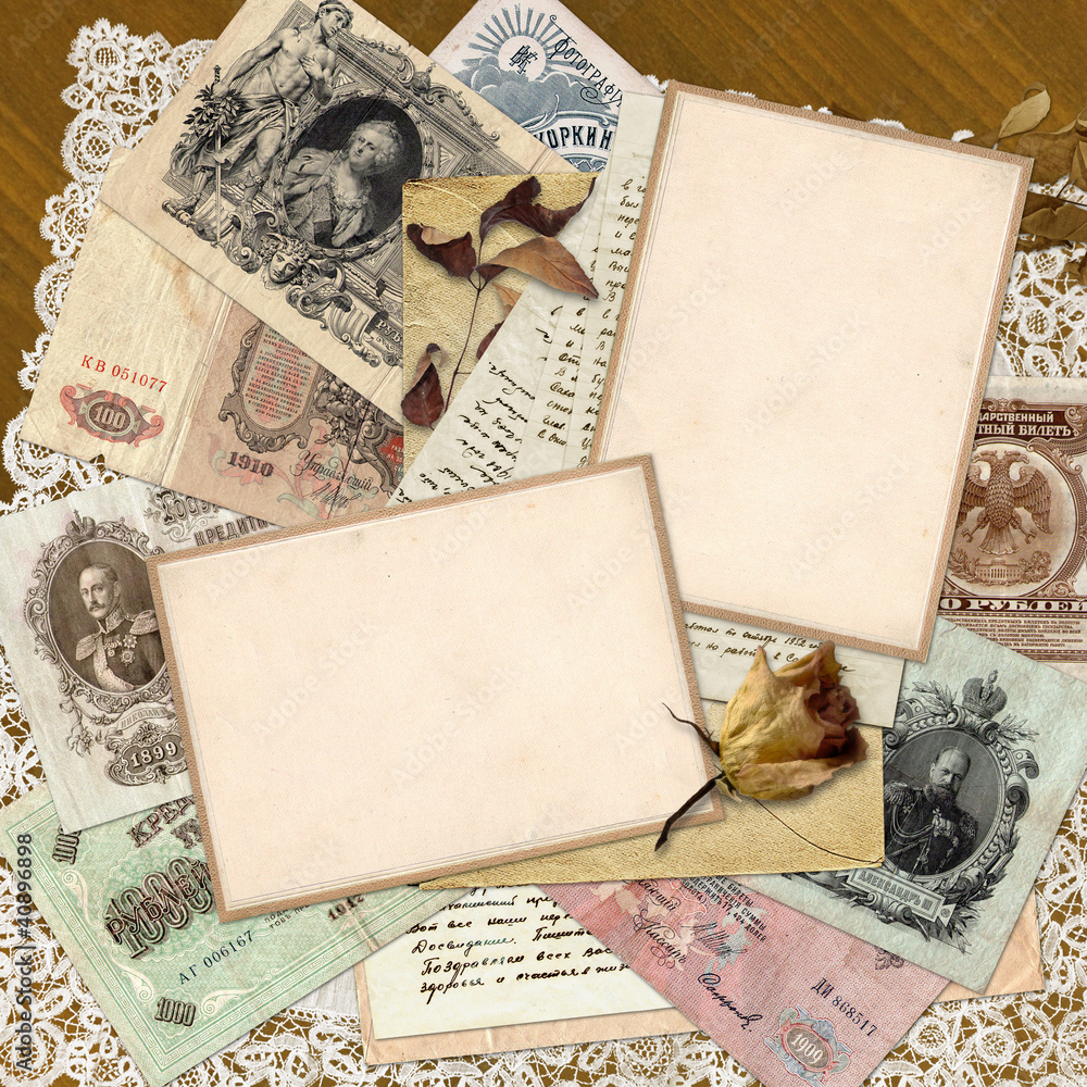 Vintage background with old frame Stock Illustration | Adobe Stock